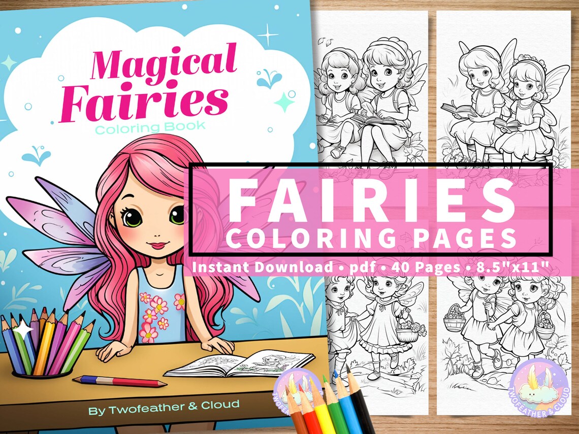 Fairy Coloring Pages PDF, Printable Fairy Coloring Book for Kids Teens ...