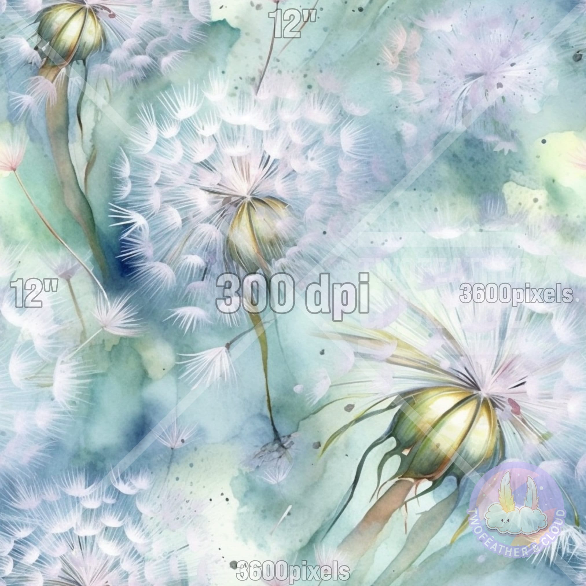 Watercolor Dandelion Puff Seamless Pattern Digital Paper | Floral ...