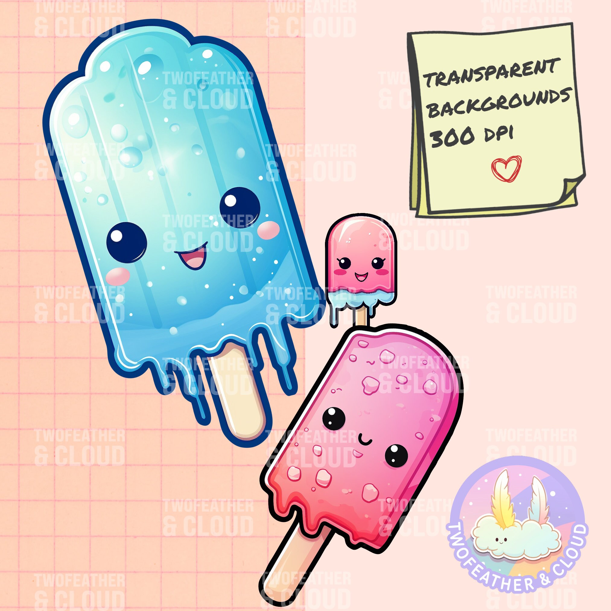 Kawaii Ice Cream Clipart PNG | Popsicle Summer 20 Colorful Kawaii Sweet ...
