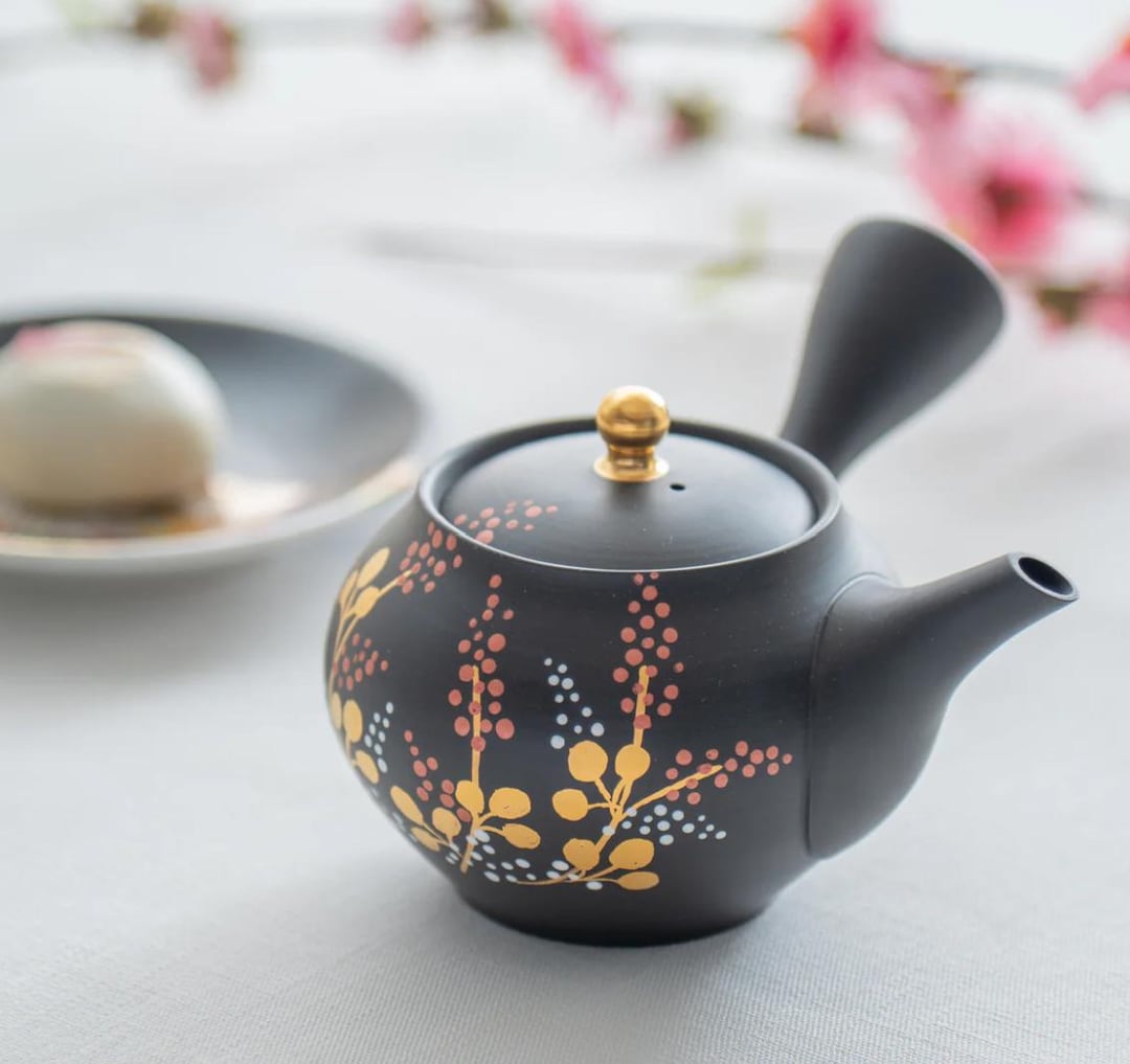 Black Clay Bush Clover Japanese Teapot - Etsy