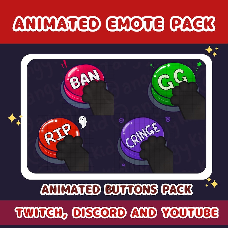 Animated Emote Buttons/ Twitch Emote Pack/ Discord and Youtube Emotes ...