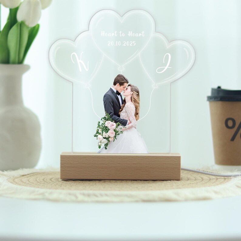 Custom Wedding Photo Night Light for Room, Photo LED Lamp, Personalized ...