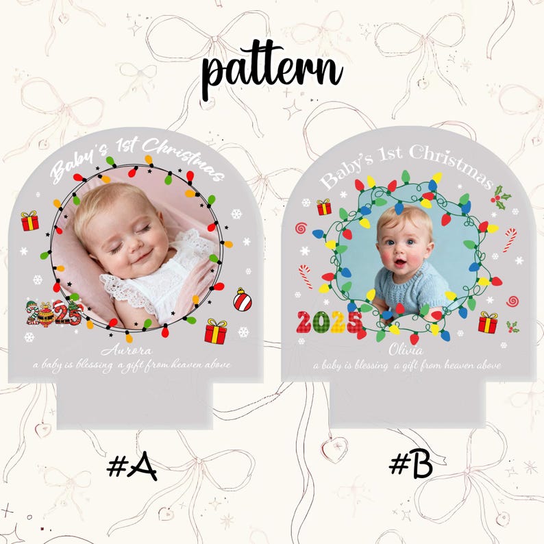 Peronalized Baby Photo Night Light, Baby's 1st Christmas Light, Custom ...