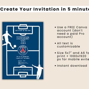 Paris Saint-germain Birthday Invitation: PSG Soccer Party, Champions ...