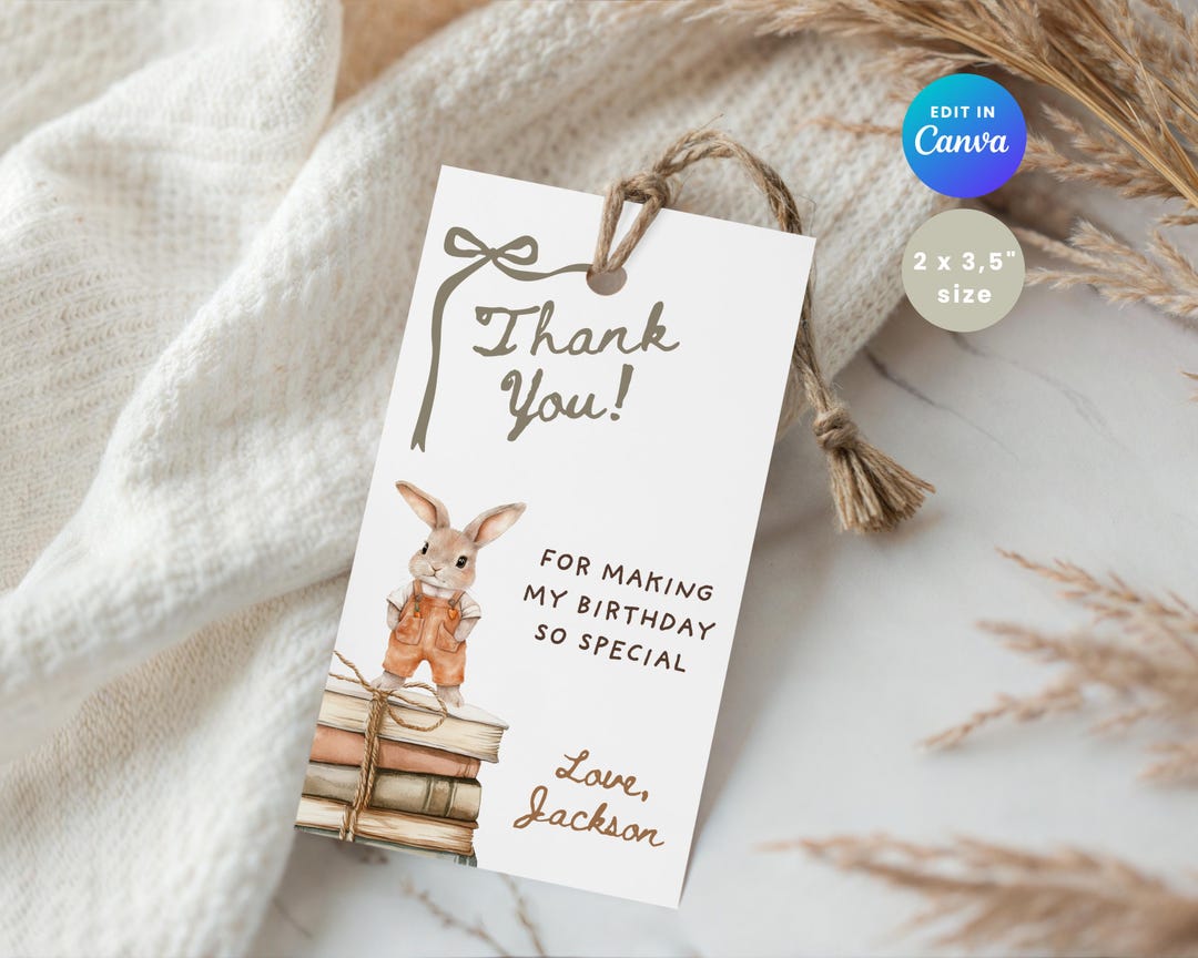Chapter One Birthday Thank You Tag, Editable Storybook Birthday Party ...
