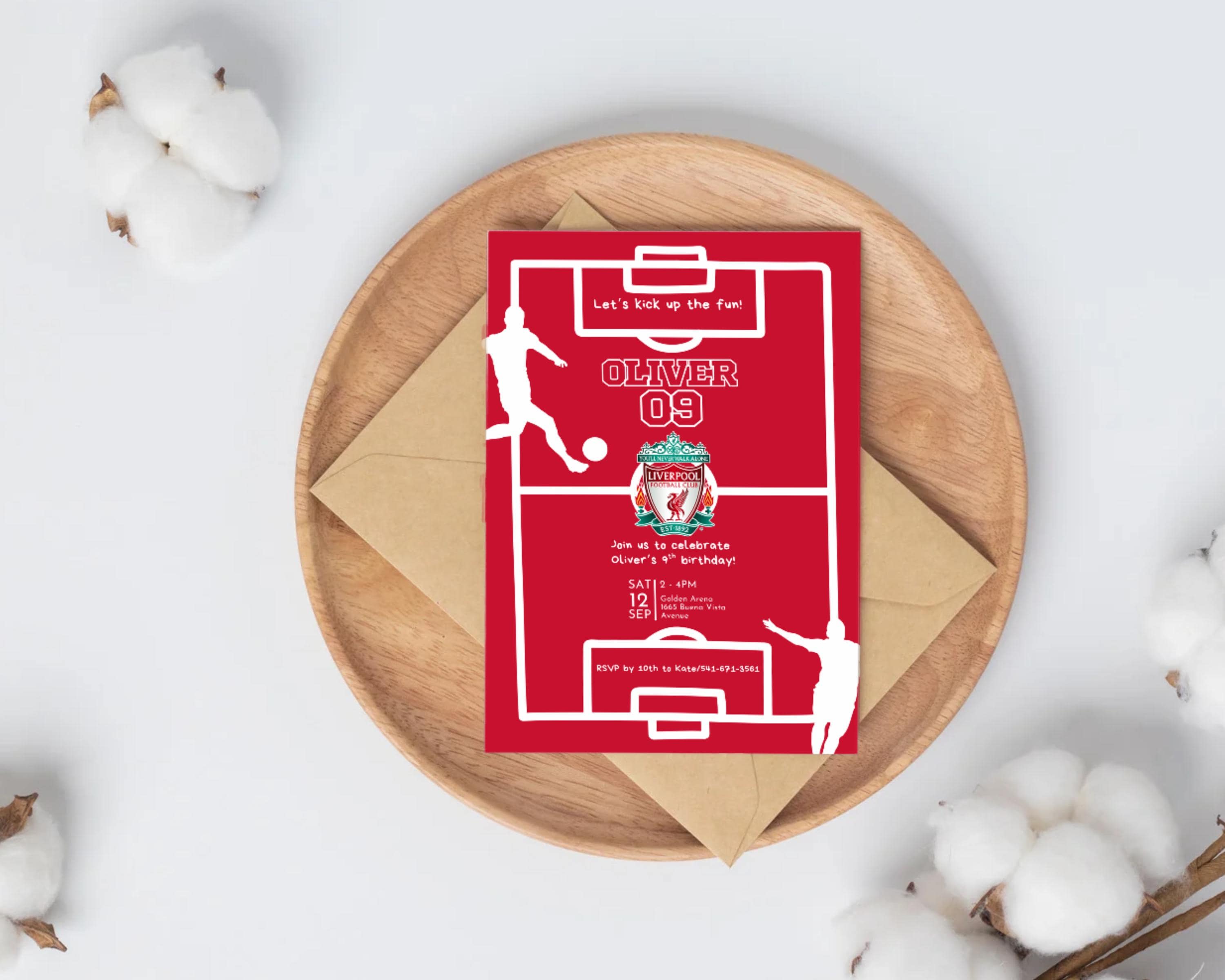 Liverpool FC Birthday Invitation: Soccer Party, Champions League Theme ...