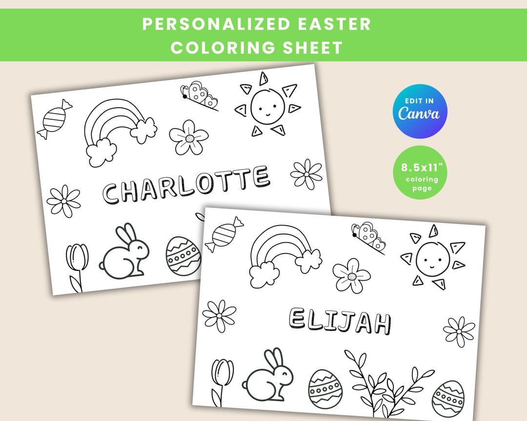 Personalized Easter Coloring Page, Editable Easter Coloring Sheet ...