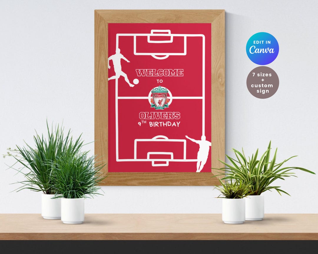 Liverpool FC Birthday Welcome Sign: Editable Soccer Party Template ...