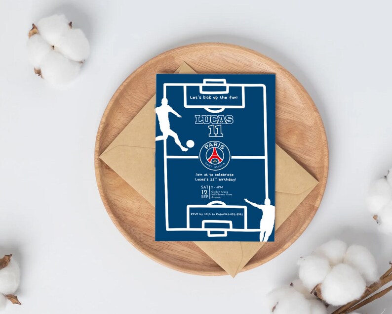 Paris Saint-germain Birthday Invitation: PSG Soccer Party, Champions ...