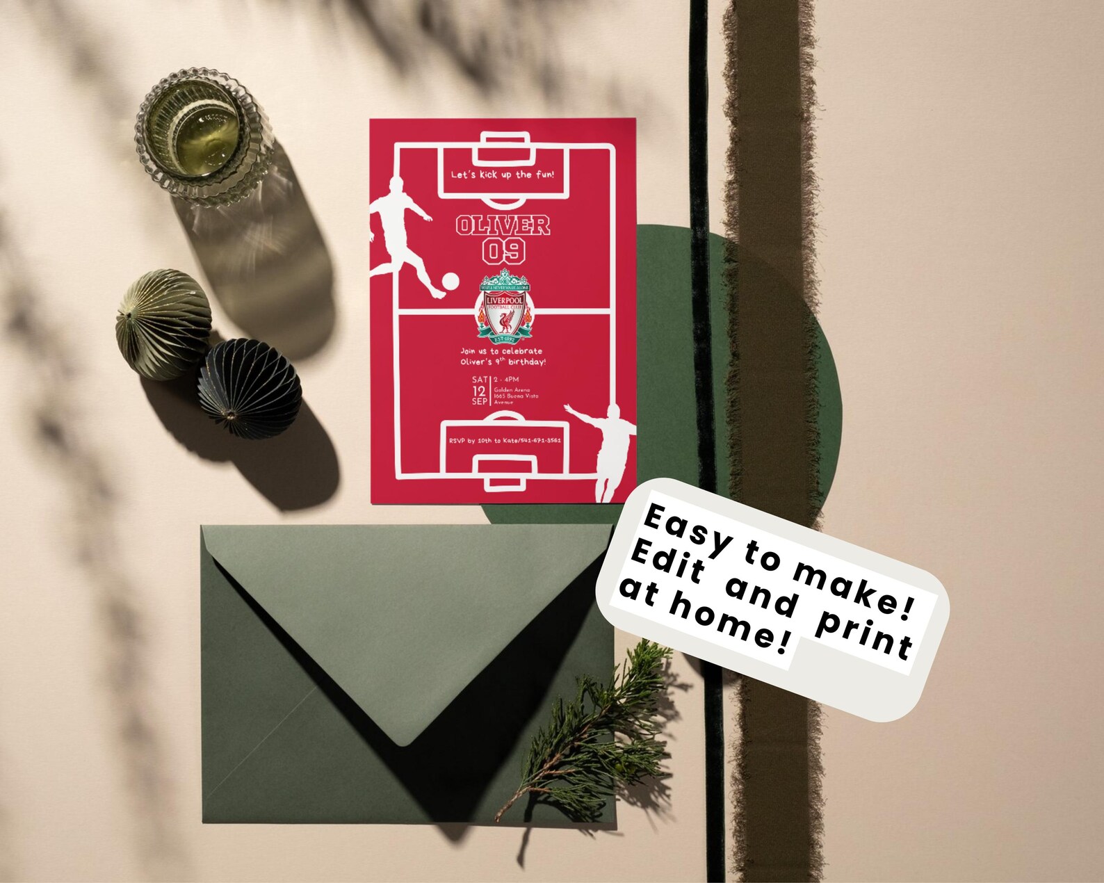 Liverpool FC Birthday Invitation: Soccer Party, Champions League Theme ...