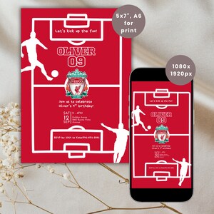 Liverpool FC Birthday Invitation: Soccer Party, Champions League Theme ...