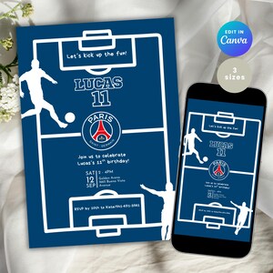 Paris Saint-germain Birthday Invitation: PSG Soccer Party, Champions ...