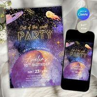 Space Planets Birthday Invitation, Rocket Solar System Party Invite ...