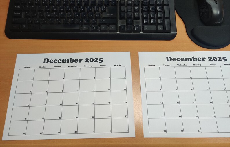 Maandkalender en planner december 2025, minimalistische afdrukbare pdf ...