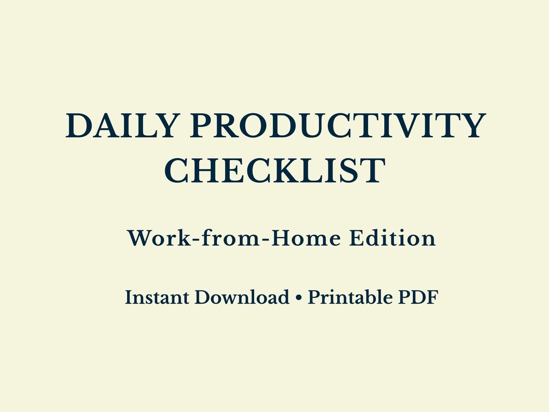 Daily Productivity Checklist for Work From Home | WFH Planner Printable ...