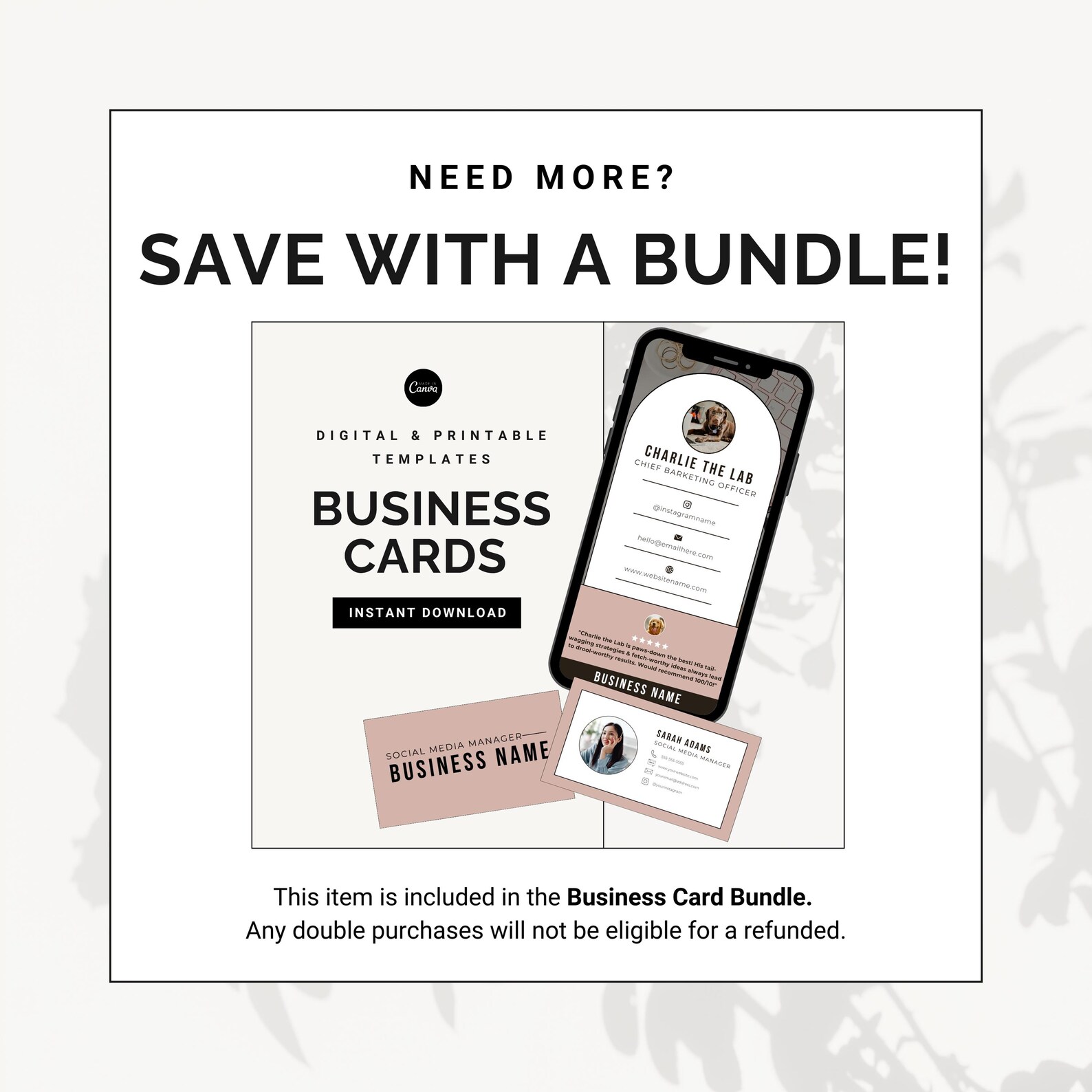 Printable Business Cards | Instant Download | Canva Template ...