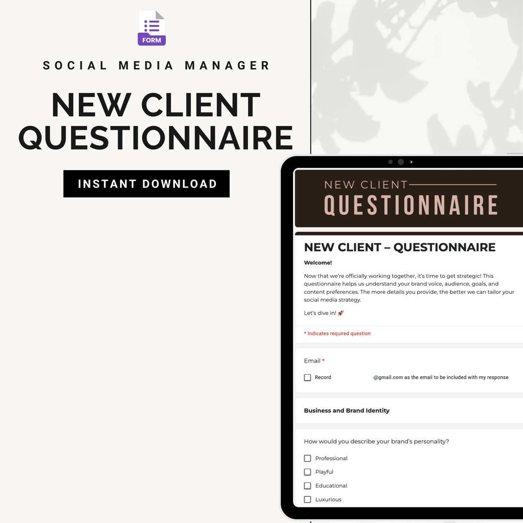 New Client Questionnaire | Google Forms Template | Onboarding ...