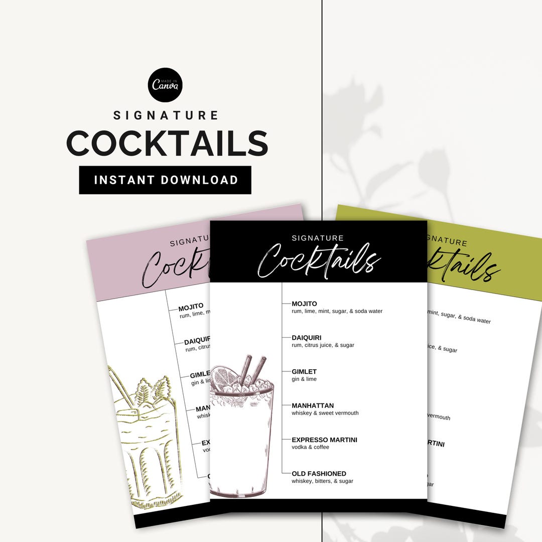 Signature Cocktails Menu Canva Template (digital Download) - Etsy UK
