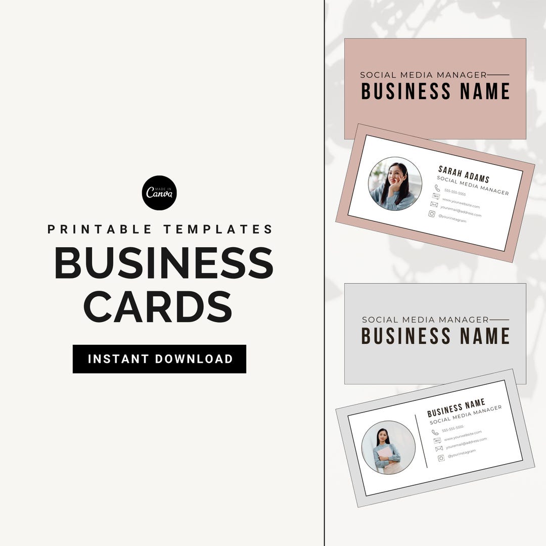 Printable Business Cards | Instant Download | Canva Template ...