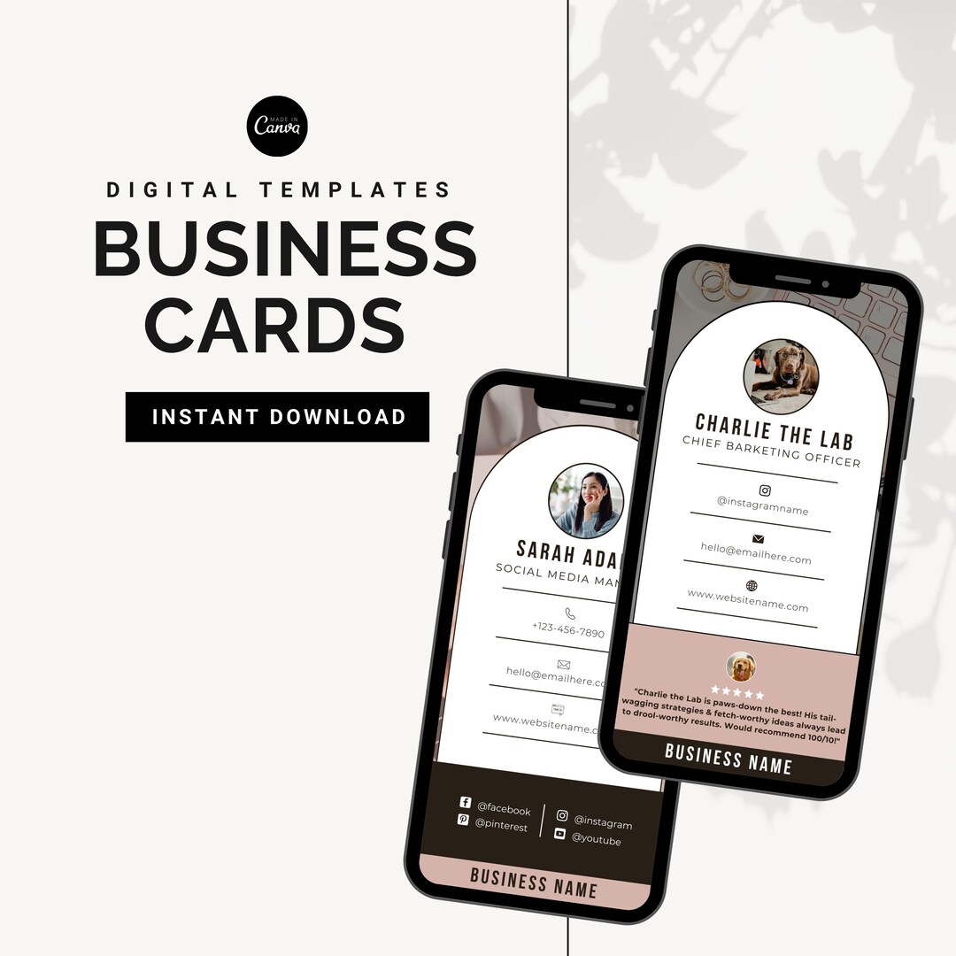 Digital, Textable Business Cards | Instant Download | Canva Template ...
