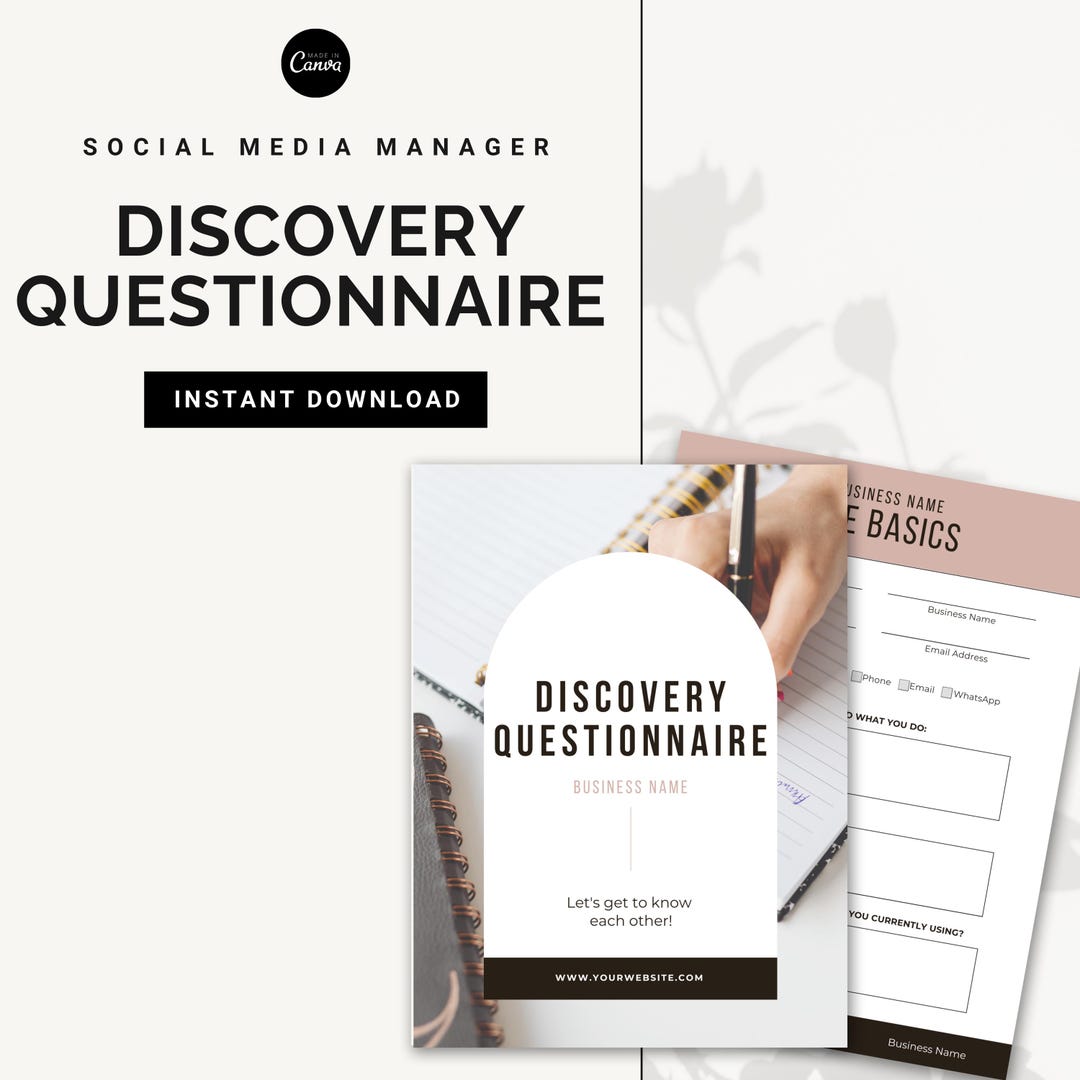 Discovery Questionnaire | Canva Template | Social Media Manager ...