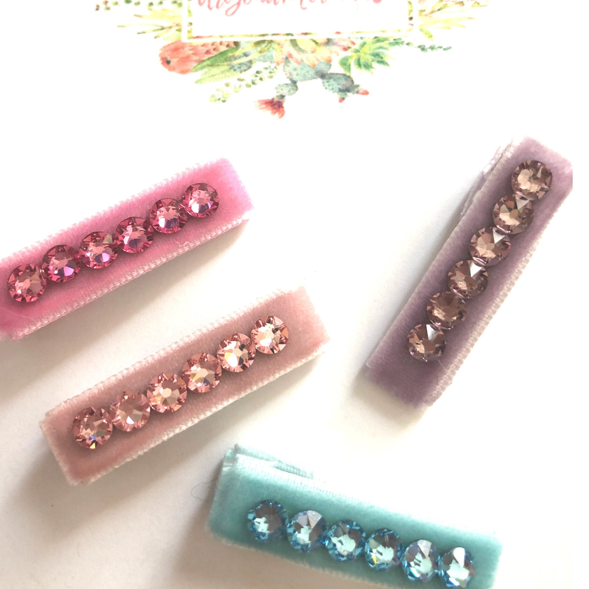 Velvet Swarovski™ Crystal Hair Clips - Etsy