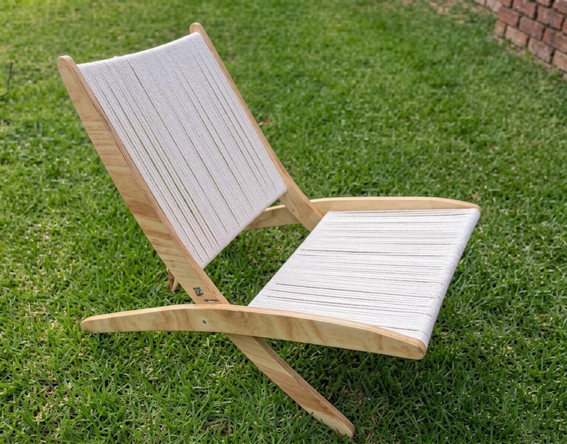 DIY Scandinavian Folding Chair Plans, Woven Cord Lounge Chair, Mid ...