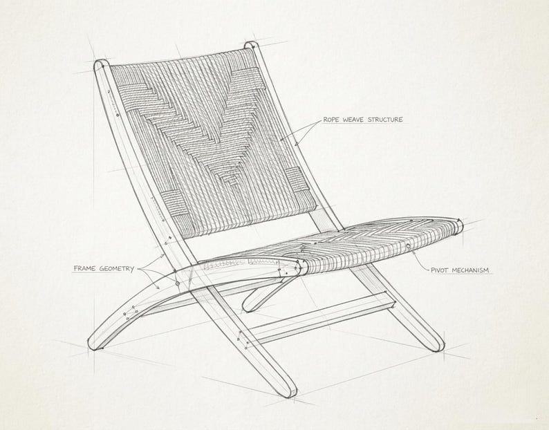 DIY Scandinavian Folding Chair Plans, Woven Cord Lounge Chair, Mid ...
