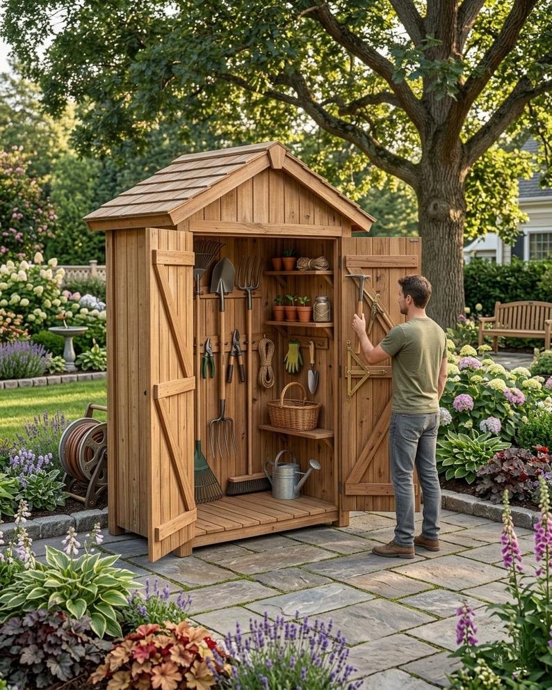 Modern Cedar Garden Shed Plans | Woodworking Tool Storage Blueprint ...