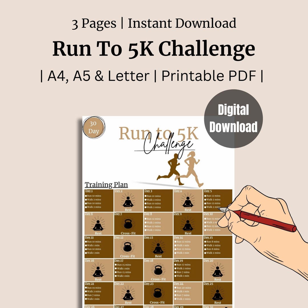 5K Running Plan | 30 Day Fitness Challenge | 5K Running Guide | 30 Day ...