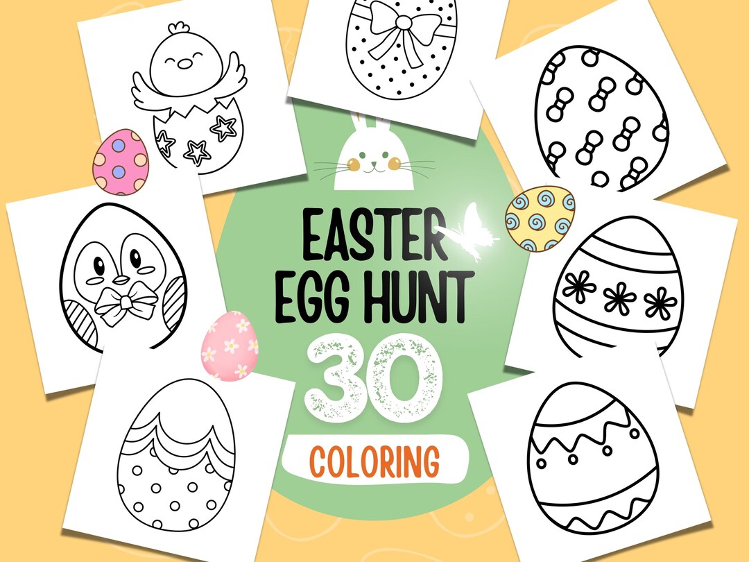 Easter Printable Egg Hunt Coloring Book | 30 Pages | Cute Design ...