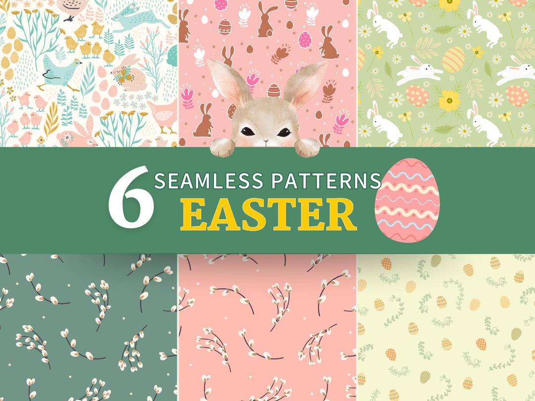 6 Easter Seamless Pattern Background | Clip Art | Printable | High ...