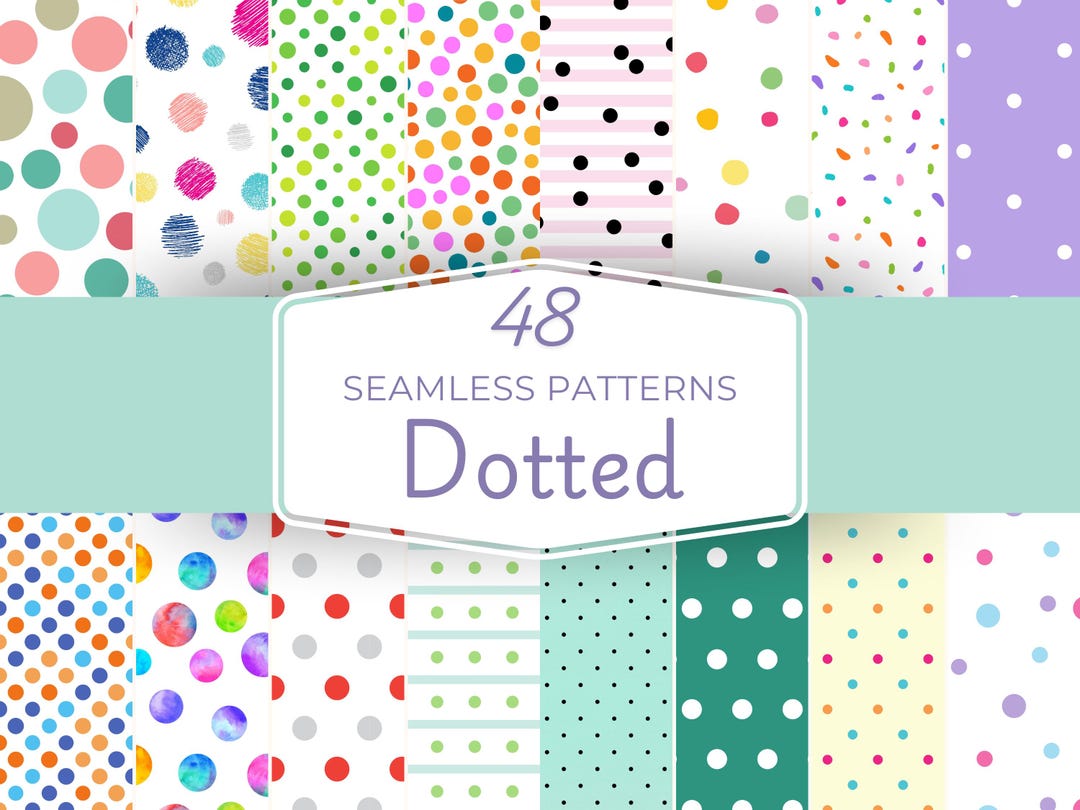 48 Big Set Dotted Seamless Pattern Background | Clip Art | Printable ...