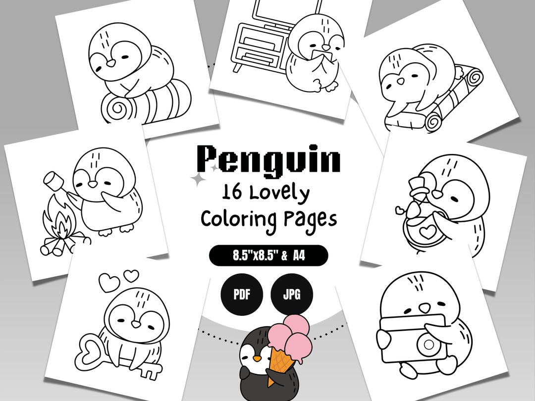 Penguin Coloring Book | 16 Cute Kids Pages (digital Download) - Etsy