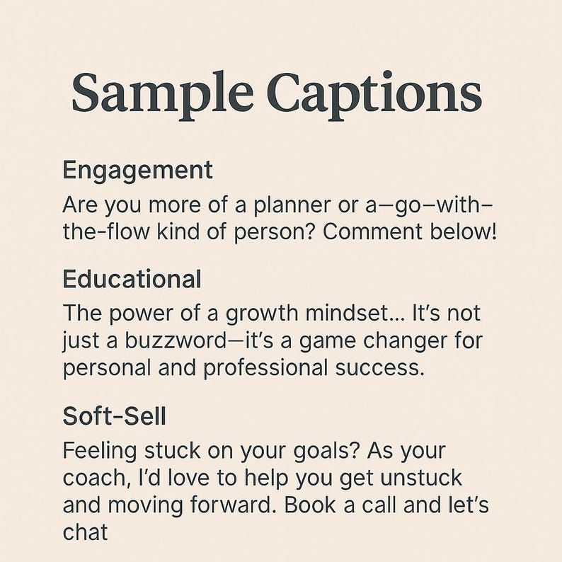 Coach Social Media Captions | 30 Coaching Posts + Hooks, Ctas ...