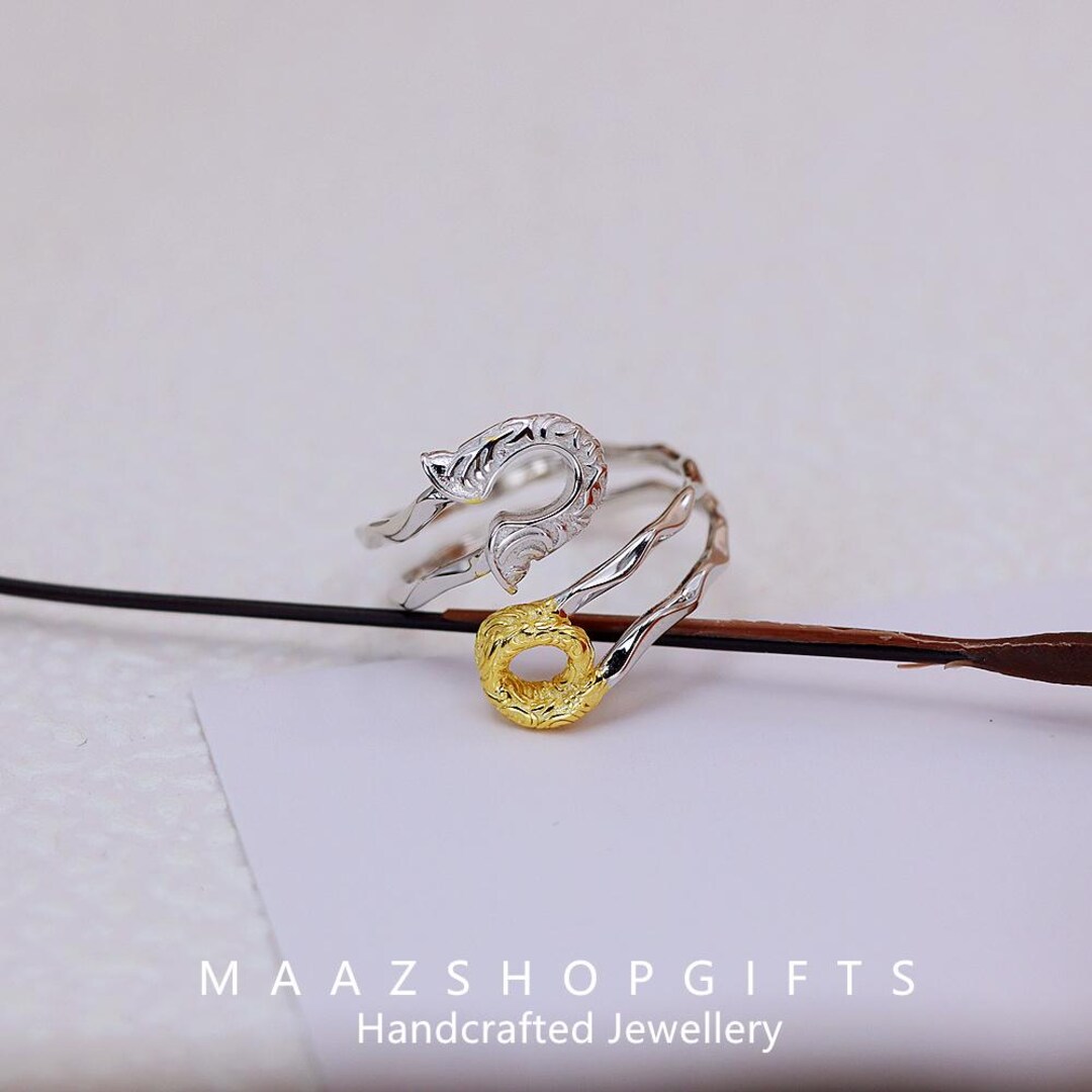 S925 Sterling Silver Tang Grass Pattern Brooch Ring Gold-silver Color ...