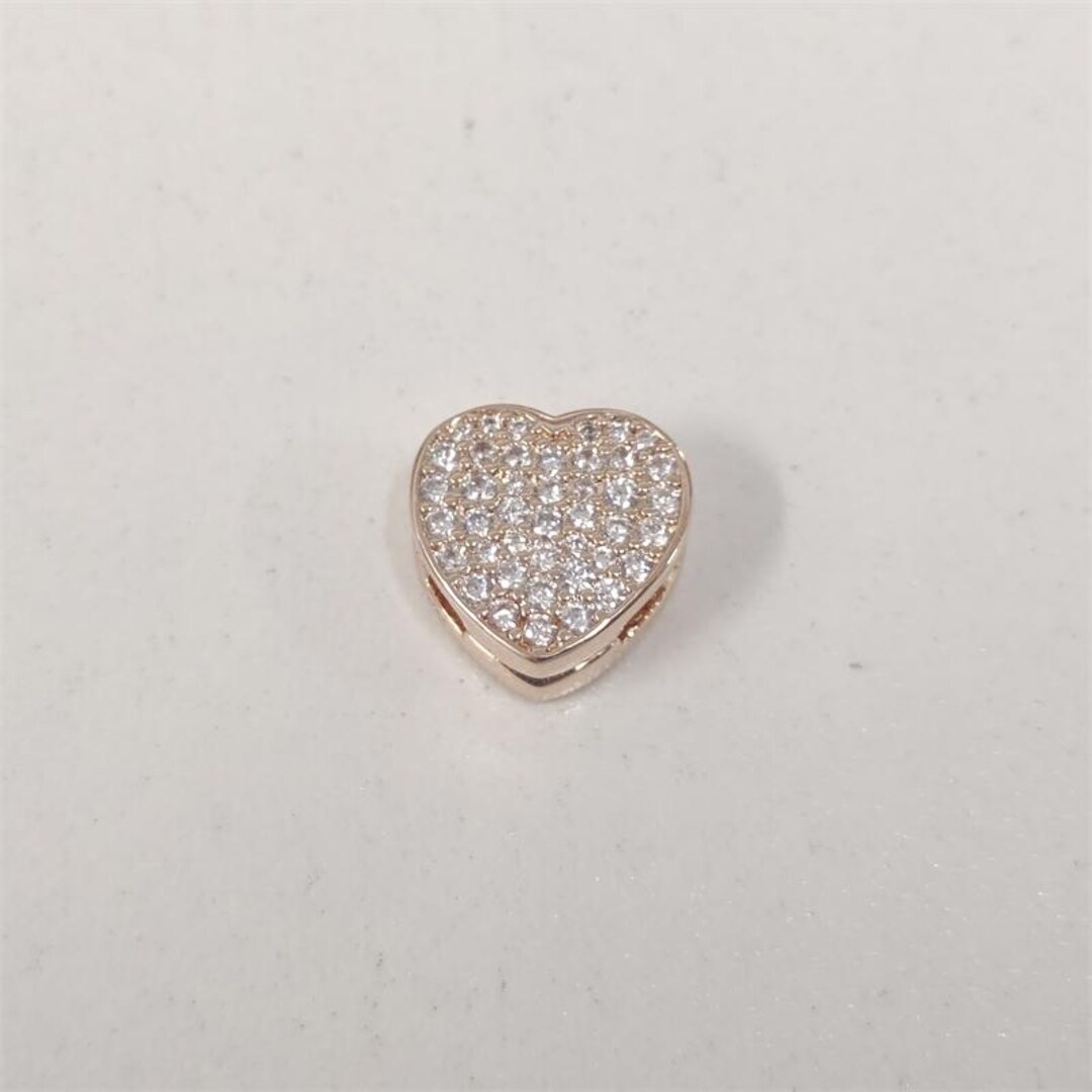 Pandora ALE Pave Heart Clip Charm Rose Gold - Etsy