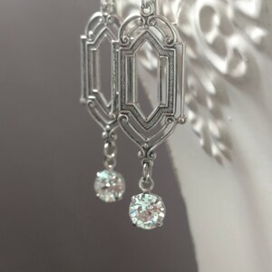 Silver Crystal Flapper Earrings - 1920s Art Deco Jewelry - Great Gatsby ...