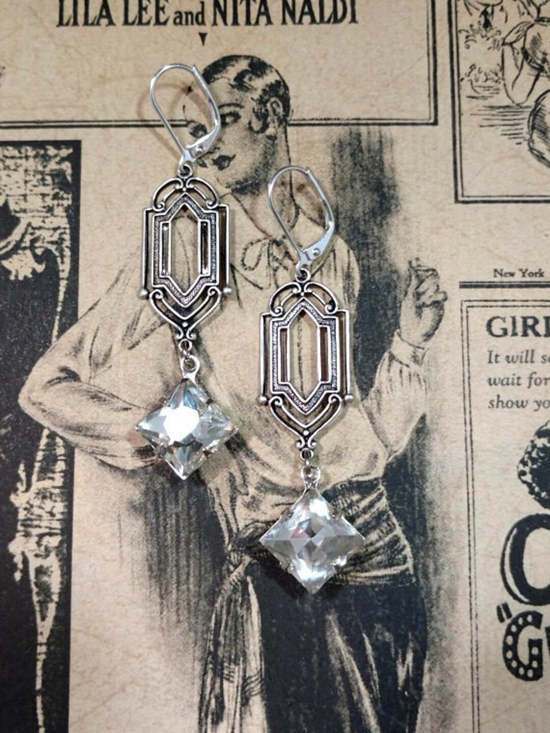 Art Deco Crystal Earrings - 1920s Art Deco Jewelry - 1920s Earrings ...
