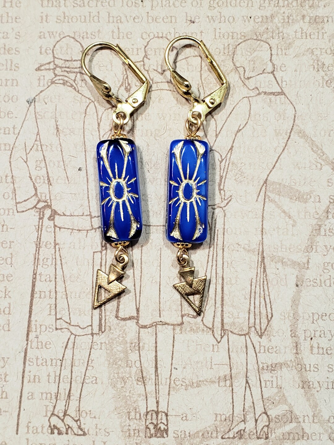 Egyptian Revival Flapper Earrings - 1920s Art Deco Jewelry - Scarab ...