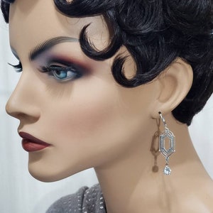 Silver Crystal Flapper Earrings - 1920s Art Deco Jewelry - Great Gatsby ...