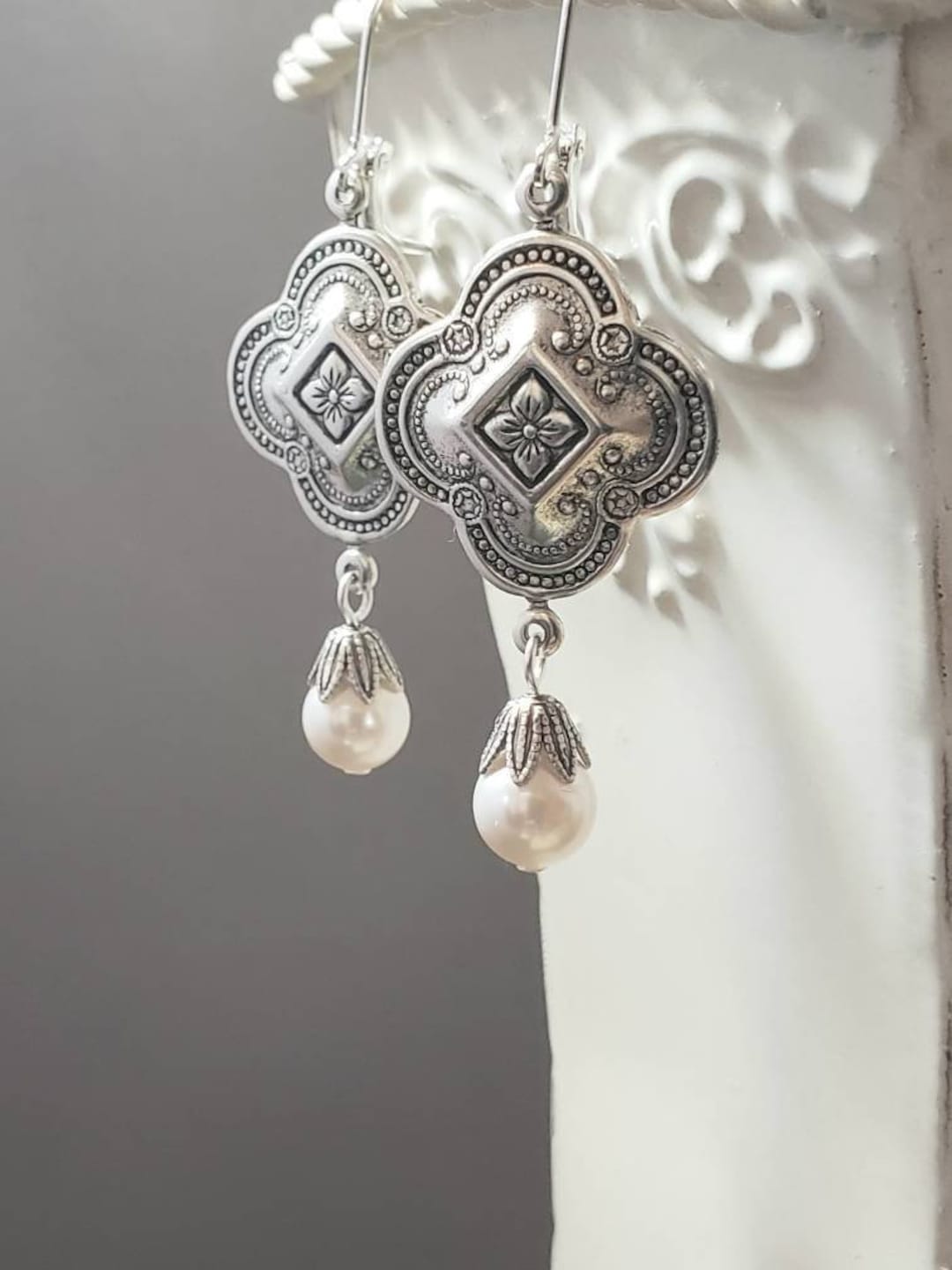 William Morris Pearl Earrings - Edwardian Style Jewelry - Historical ...