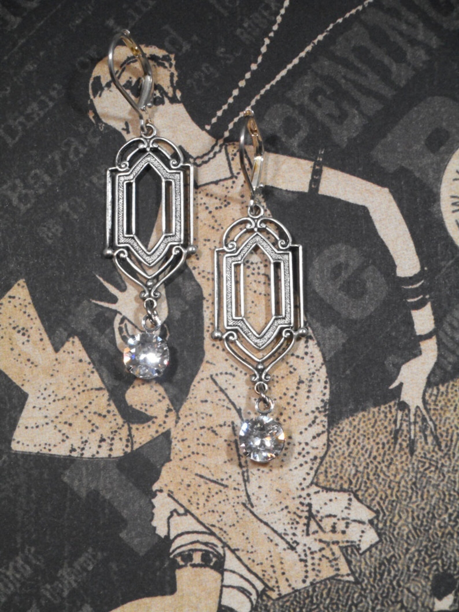 Silver Crystal Flapper Earrings - 1920s Art Deco Jewelry - Great Gatsby ...
