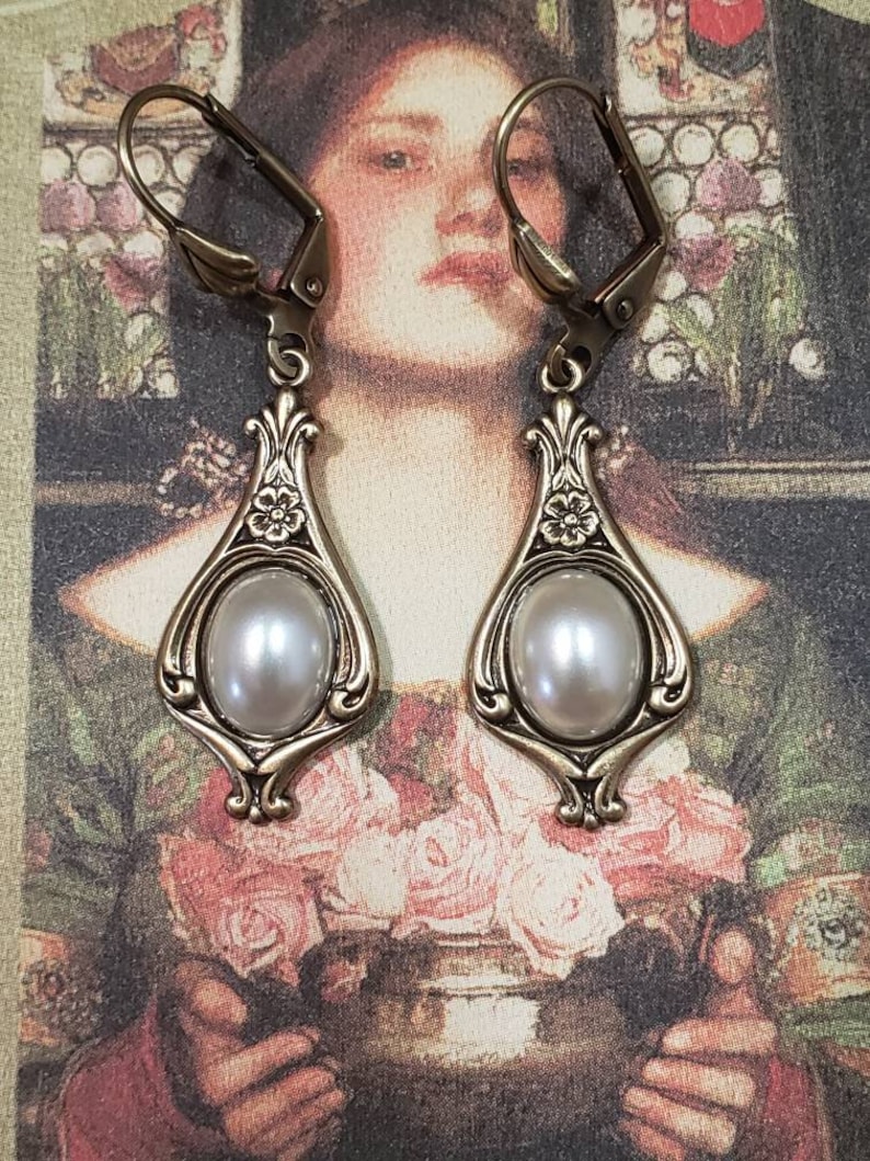 Edwardian Pearl Earrings - Edwardian Style Jewelry - Alfons Mucha - Art ...