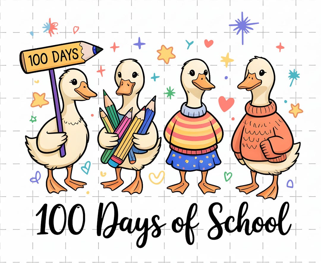 Cute Ducks Back to School SVG, 100 Days School Supplies Ducks Clipart ...