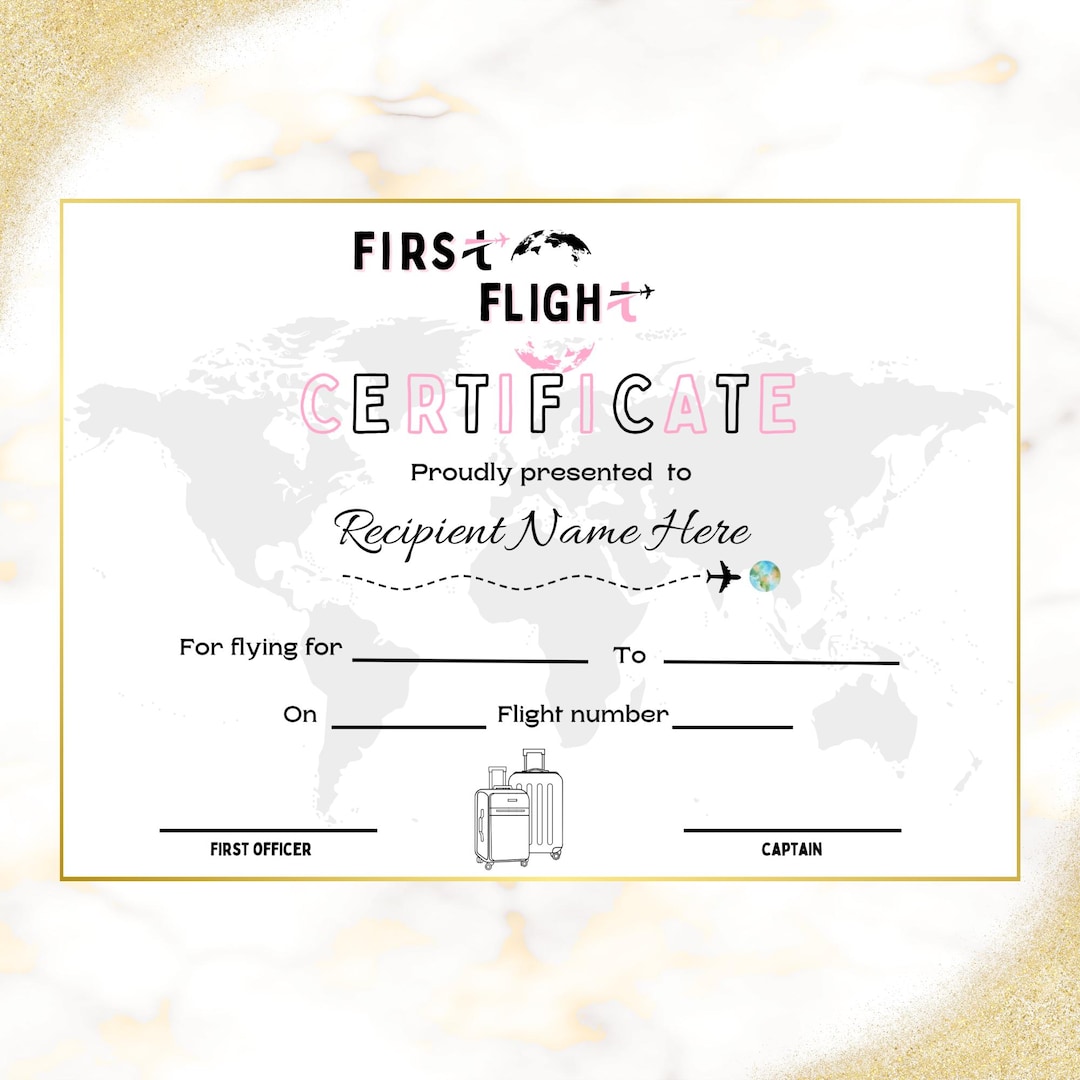 Editable First Flight Certificate for Kids - Etsy