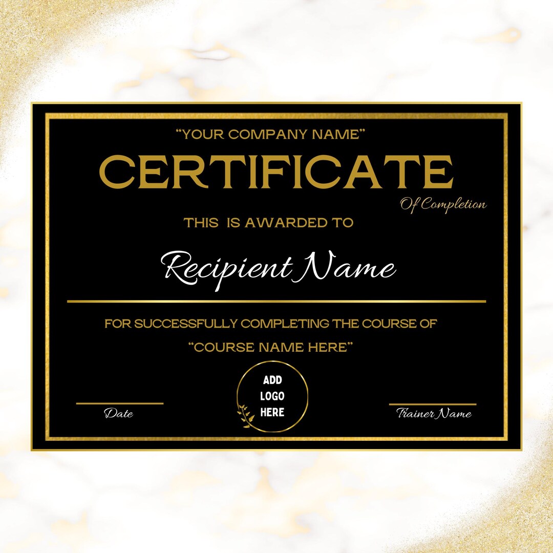 Editable Certificate of Completion | Printable Award Template | Great for Classes & Beauty ...