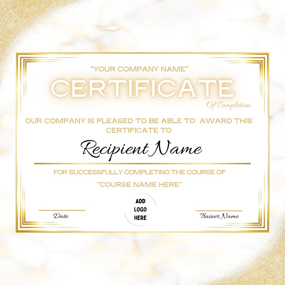 Certificate of Completion Template Customizable and Printable Design ...