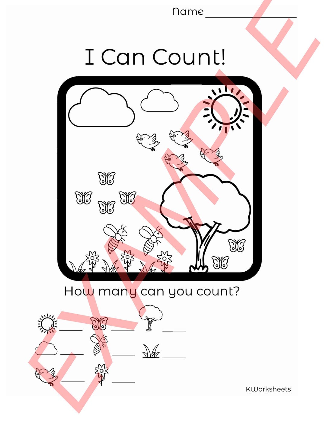 Printable PDF Counting Worksheet Fun Learning - Etsy