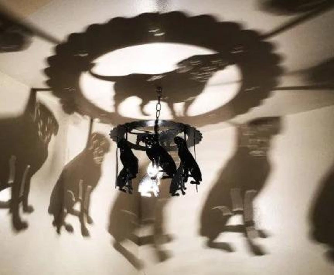 DOG Shadow Light W/ Hanging Dogs - Etsy
